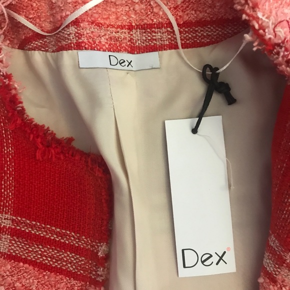 Dex | Jackets & Coats | New Dex Boucle Tweed Plaid Ruffle Jacket Blazer ...
